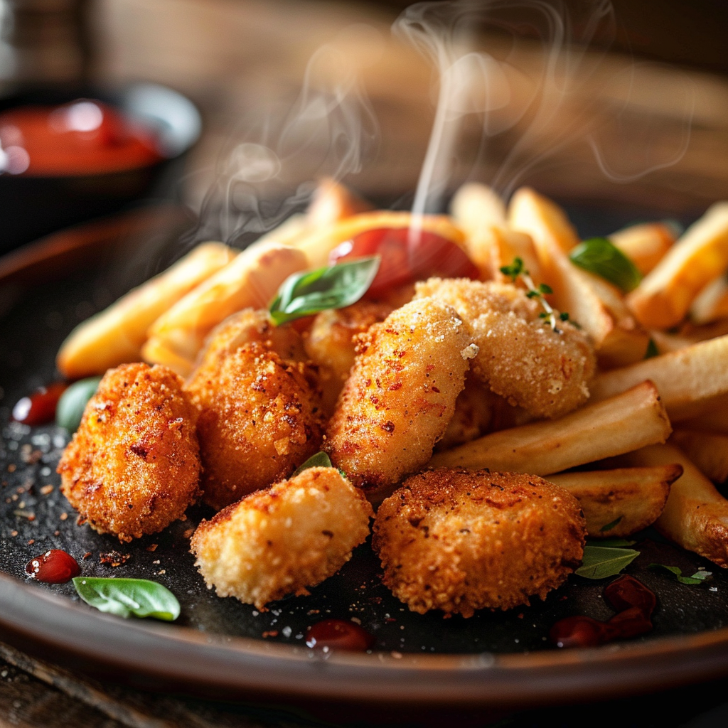 Rezept: Knusprige Chicken Nuggets und Würzige Pommes aus der ...
